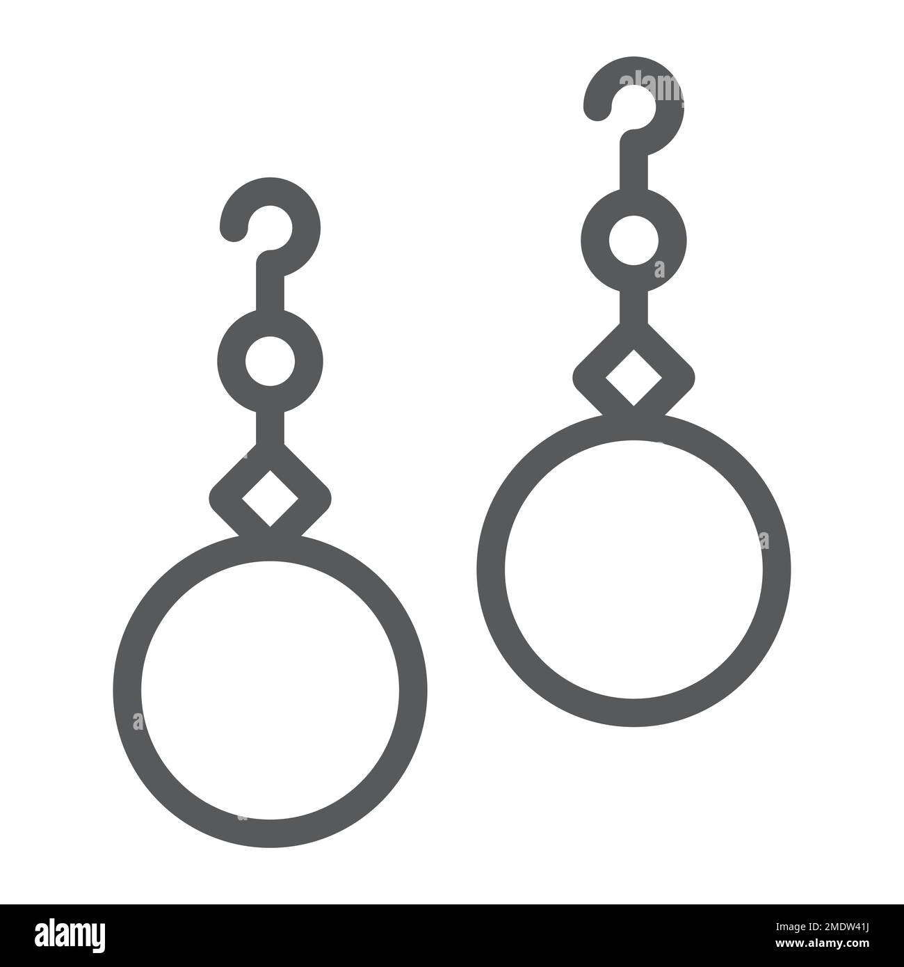 Pearls earrings line icon, jewelry and accessory, ear jewel sign ...