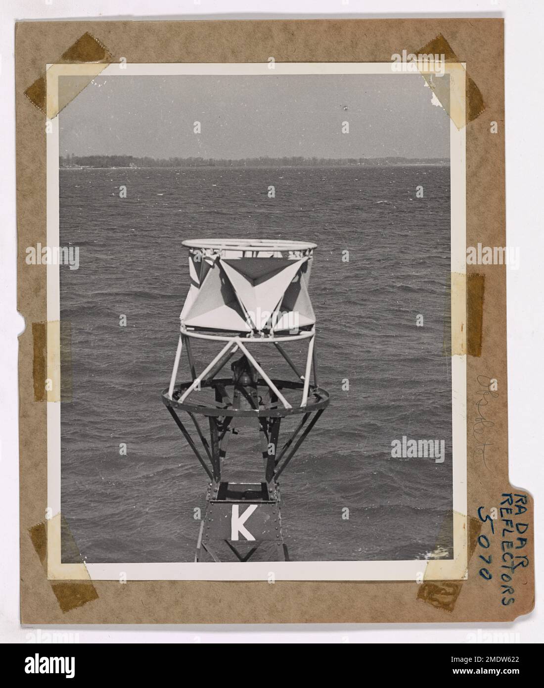 A close-up of the Coast Guard's experimental radar reflector mounted ...
