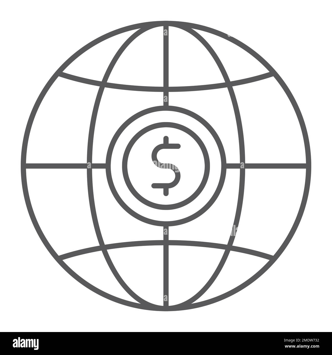 Global thin line icon, planet and world, globe sign, vector graphics, a ...