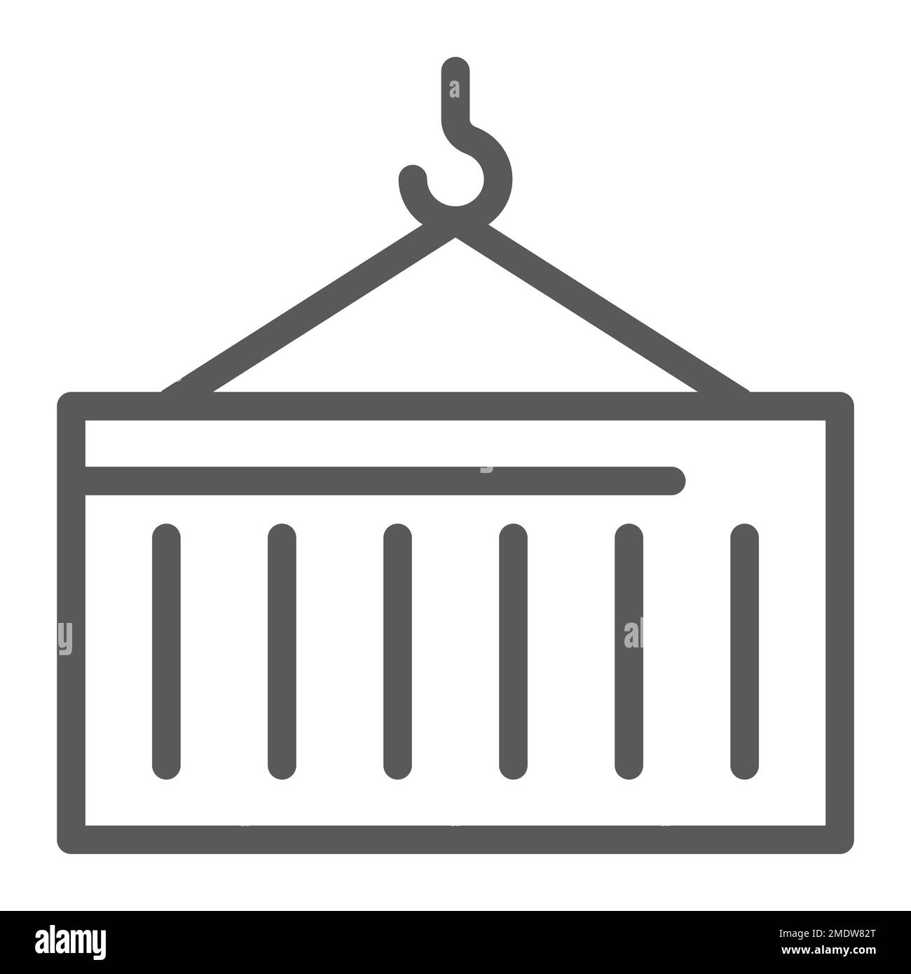 Container line icon, cargo and shipping, crane sign, vector graphics, a ...