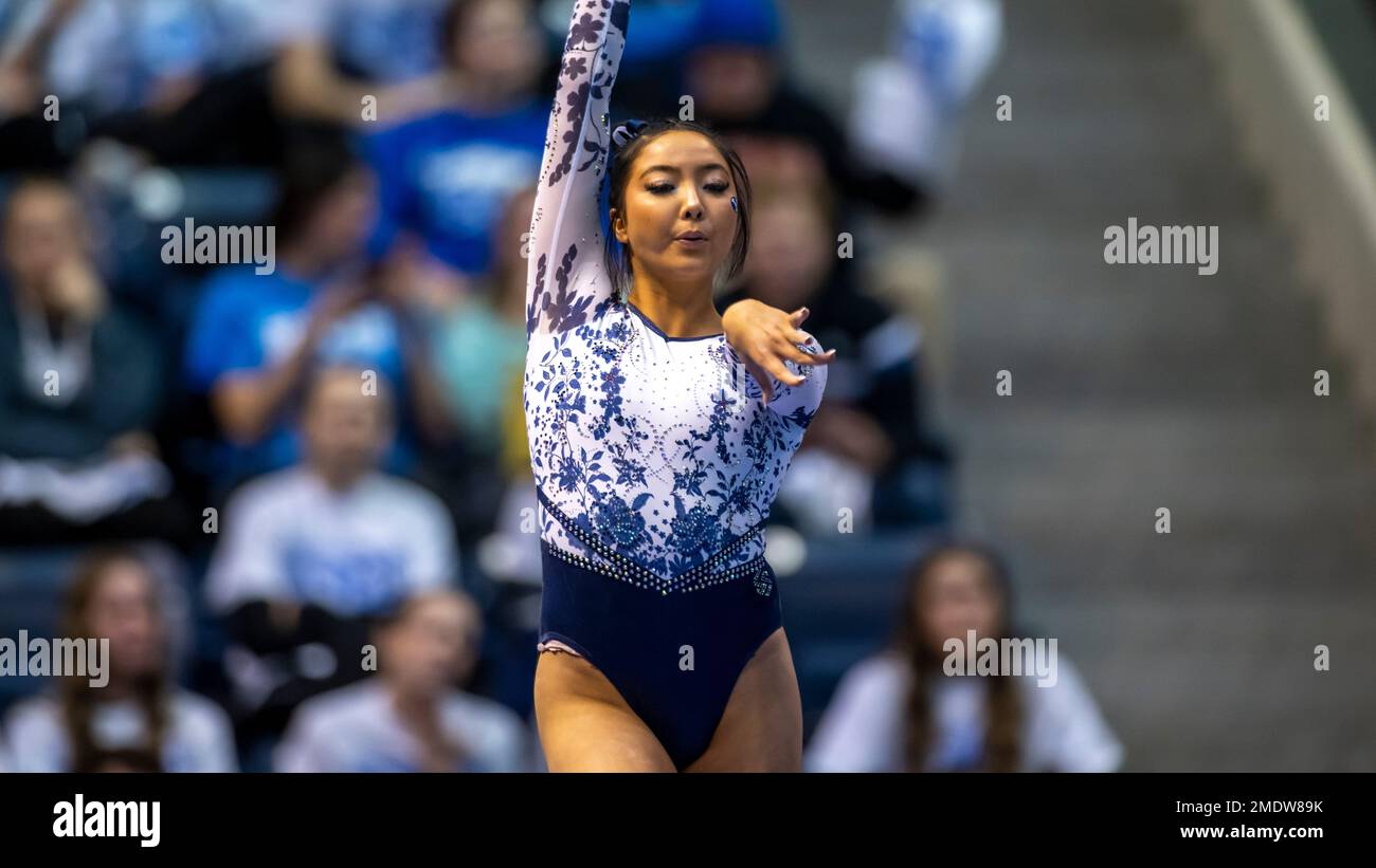 Brigham Young gymnast Mina Margraf performs her beam routine during an ...