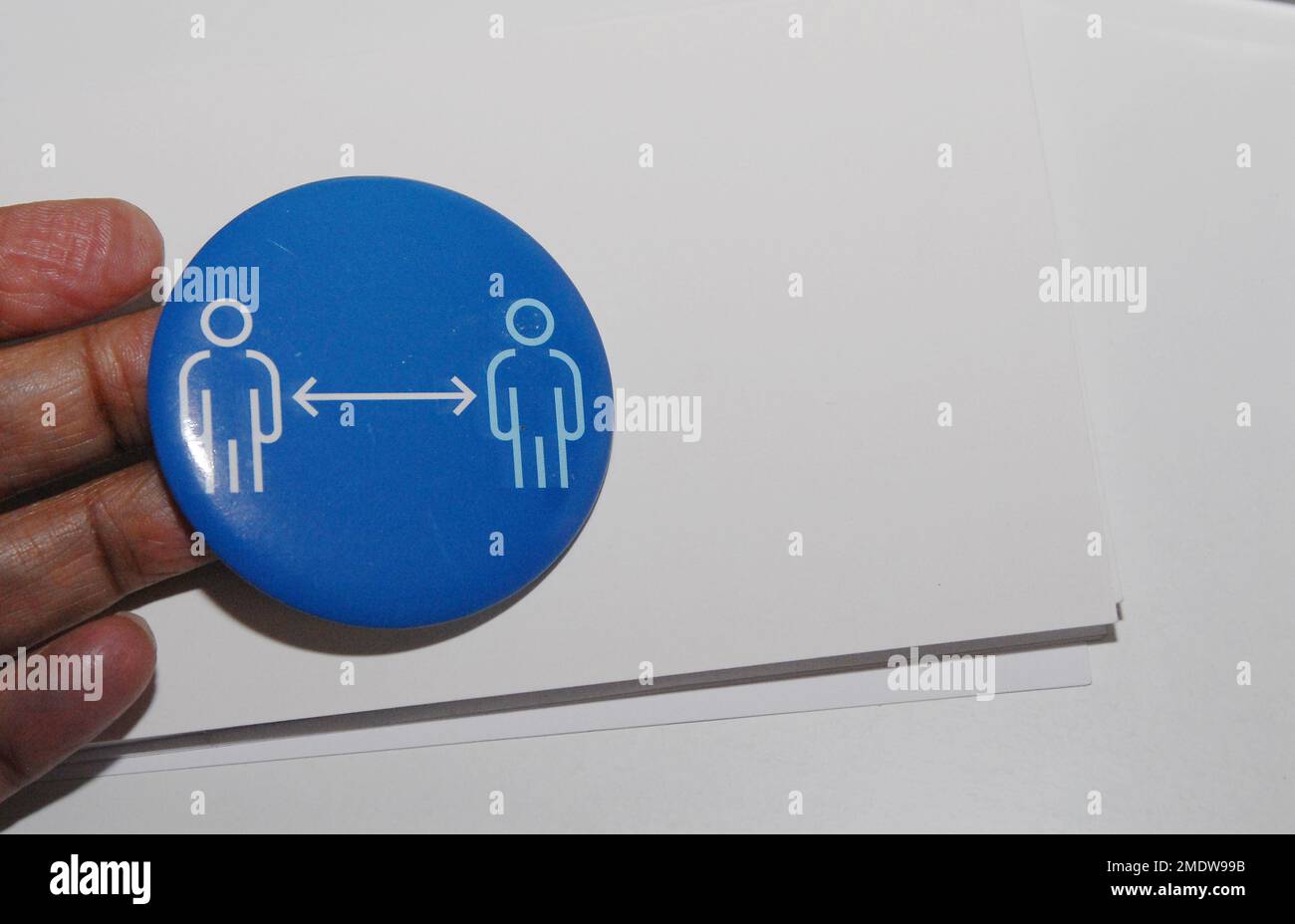 Copenhagen/Denmark/23 January 2023/Keep the distance badge due to covid ...