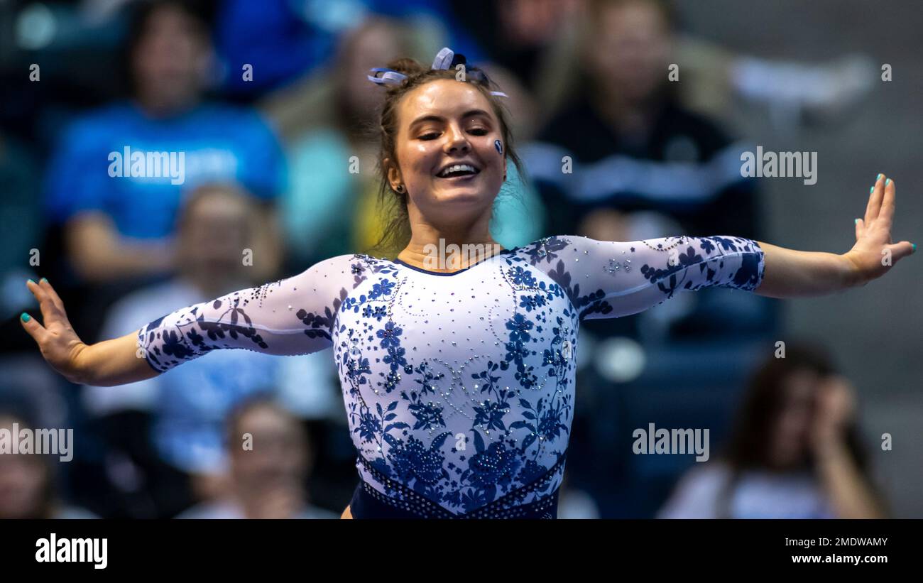 Brigham Young gymnast Elease Rollins performs her beam routine during ...