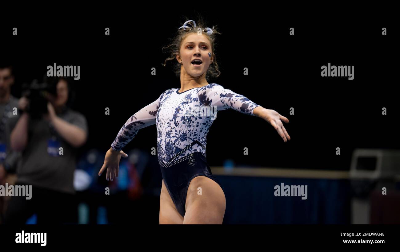 Brigham Young gymnast Heidi Schooley performs her floor routine during ...