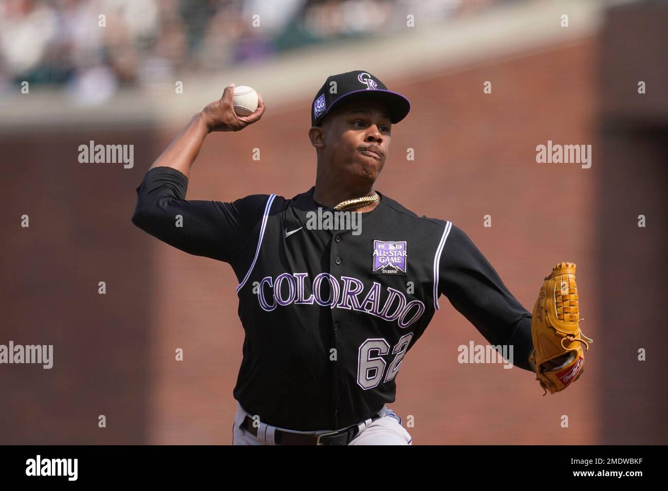 Colorado Rockies pitcher Yency Almonte (62) against the San Francisco ...
