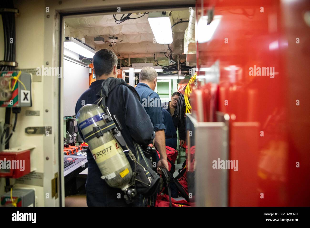 220726-N-NR343-2001 BAB AL-MANDEB (July 26, 2022) Sailors stow damage ...