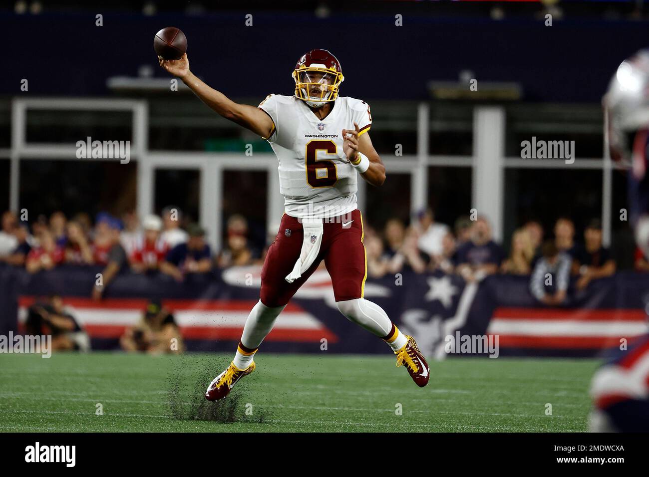 Washington Football Team quarterback Steven Montez throws on the run ...