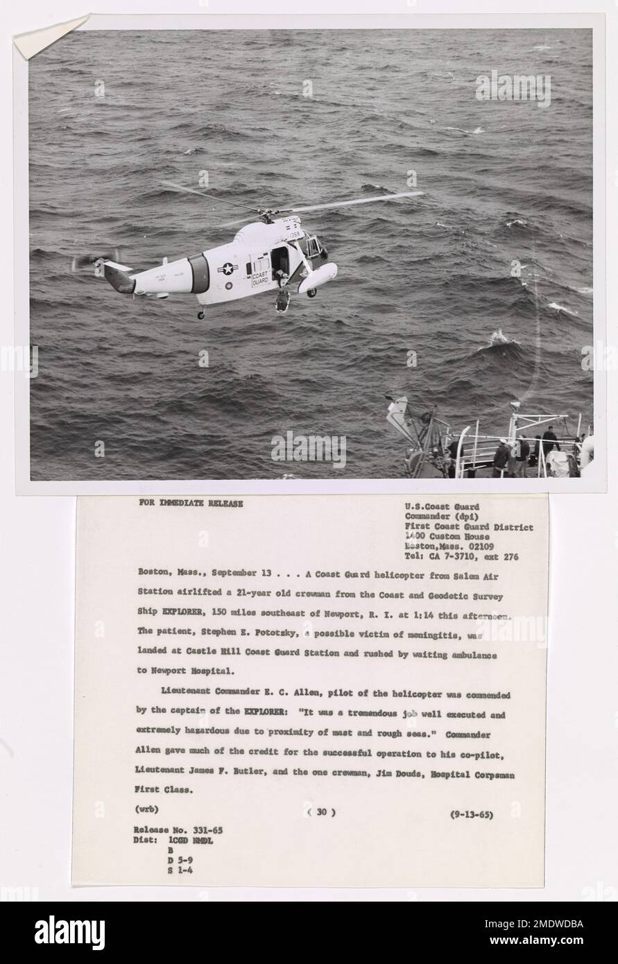 A Coast Guard helicopter rescues injured sailor Stephen E. Pototzky ...