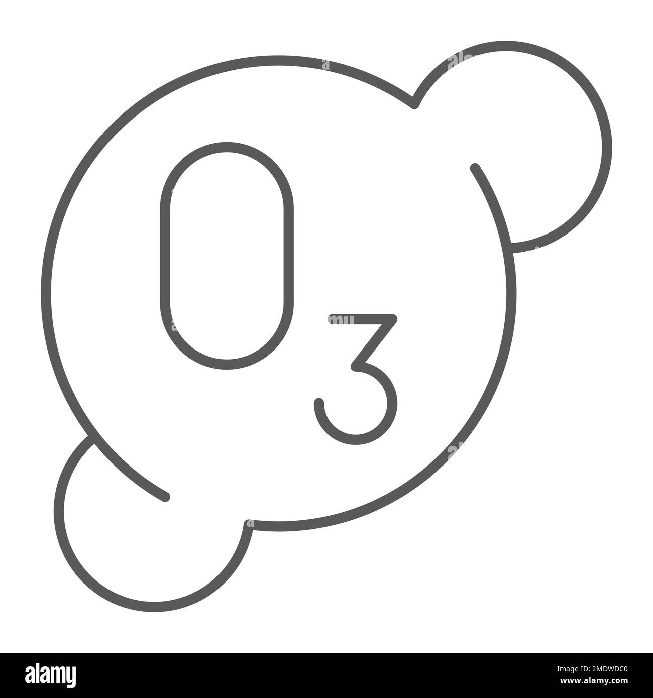 Ozonation thin line icon, formula and ozone, molecule sign, vector ...