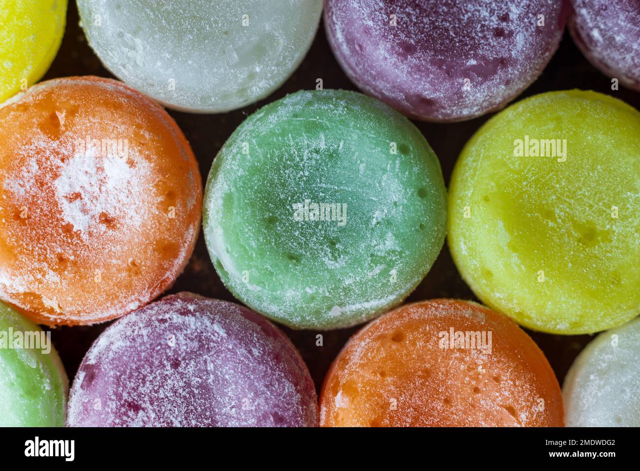 colorful sweet flavoured boiled sweets, candies, Candy on white, black ...