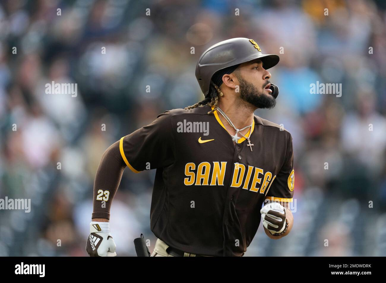 San Diego Padres shortstop Fernando Tatis Jr. (23) in the first inning ...
