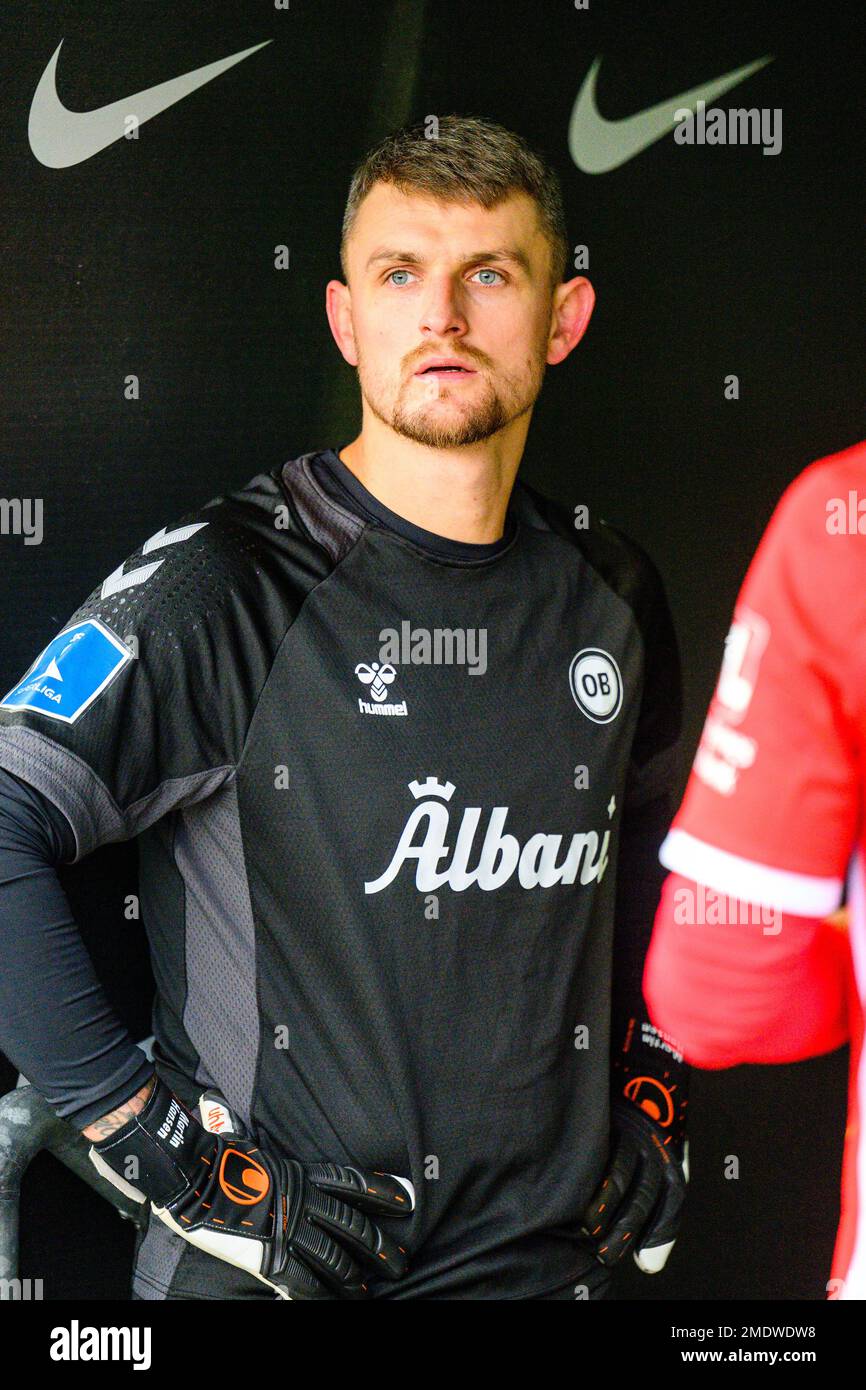 Farum, Denmark. 21st, January 2023. Goalkeeper Martin Hansen of Odense ...