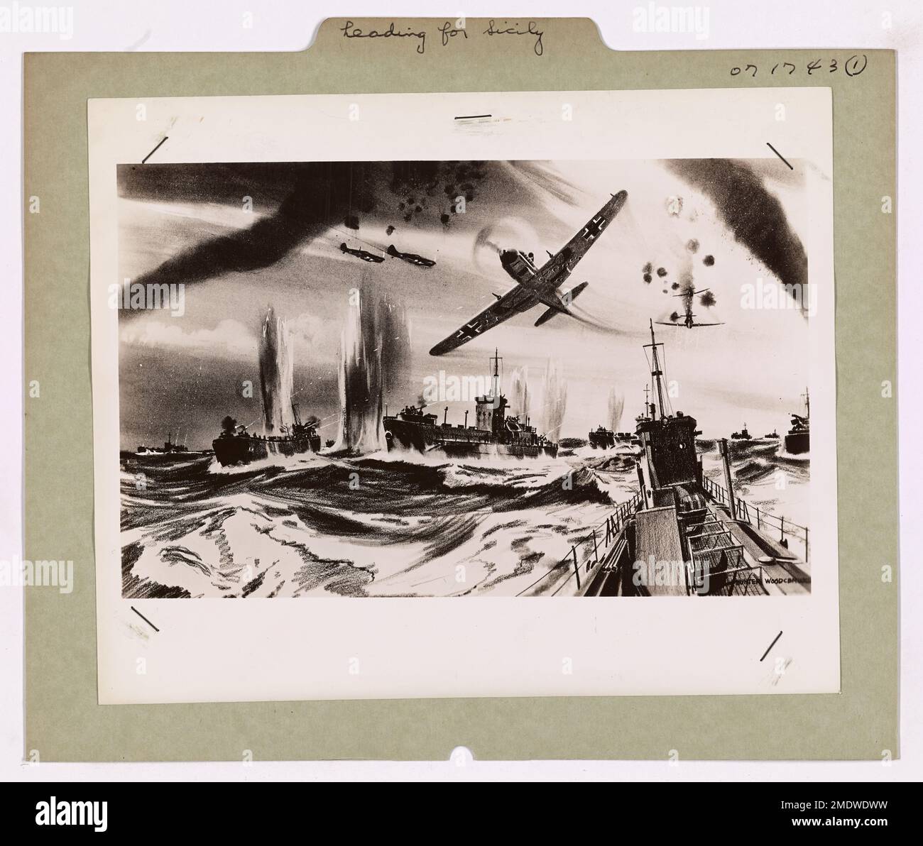 ""The Americans Head for Sicily"". This image depicts a drawing of LCI ...