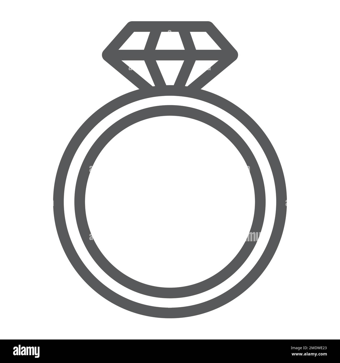 Diamond ring line icon, jewelry and marriage, brilliant ring sign ...