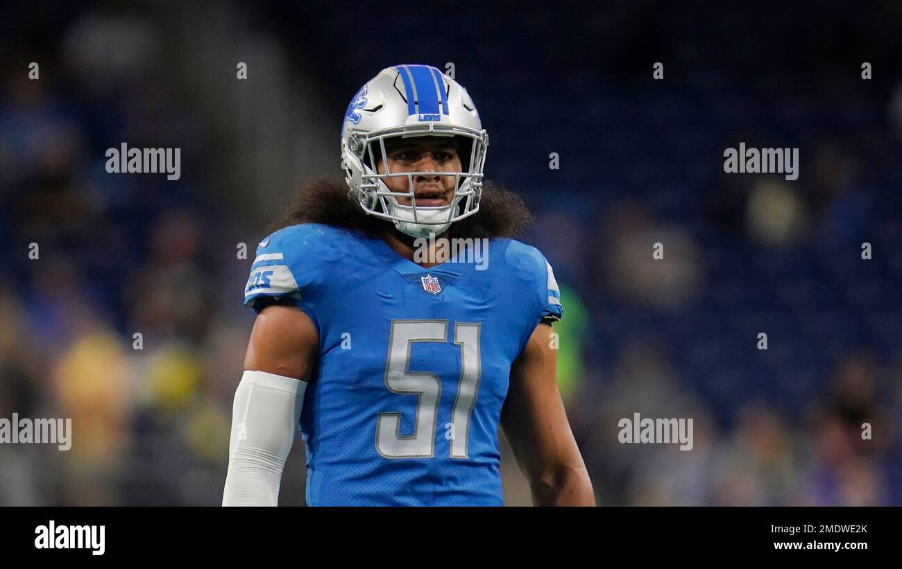 Detroit Lions linebacker Jahlani Tavai plays during the first half of a ...