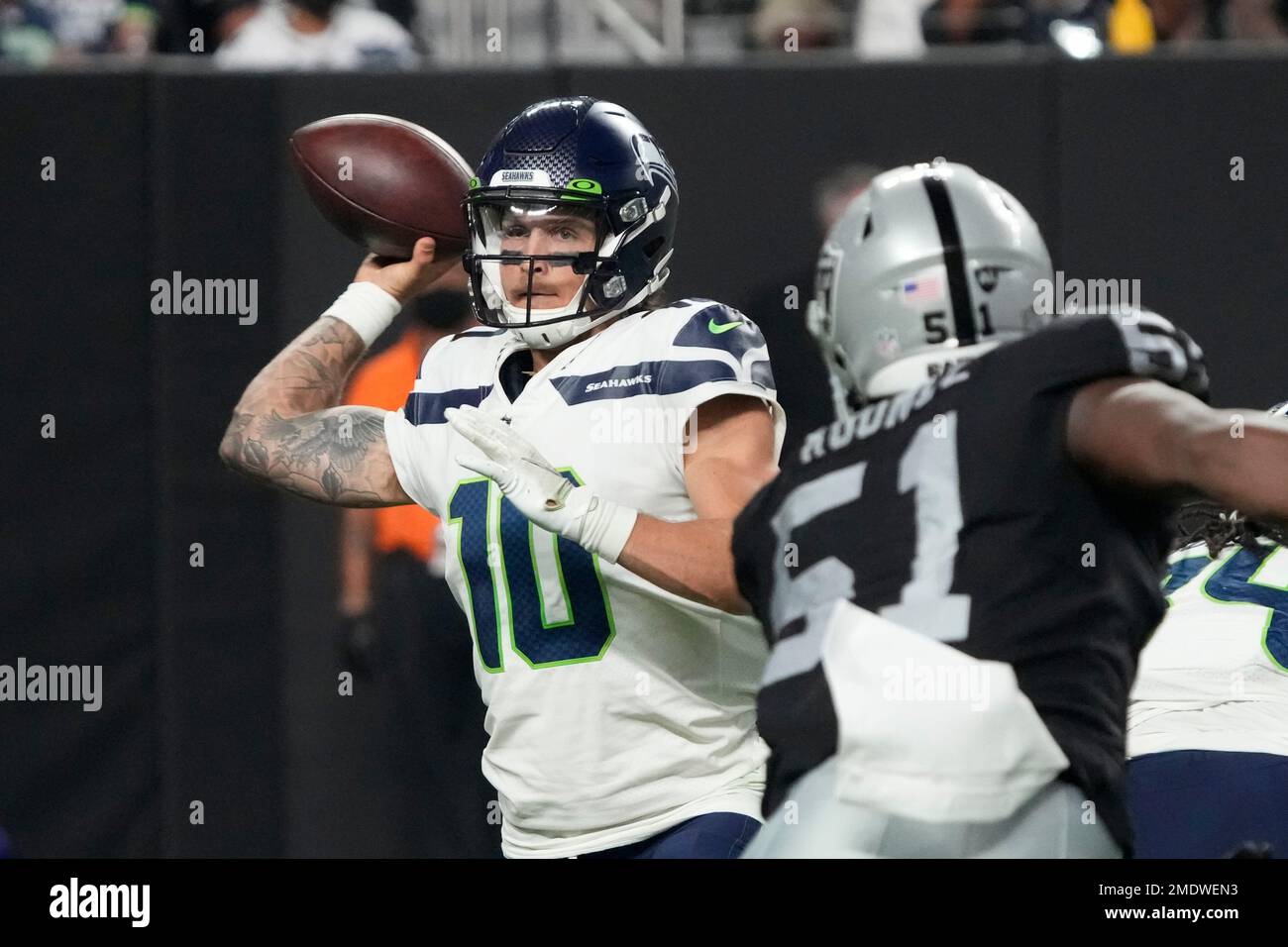 Seattle Seahawks quarterback Alex McGough (10) during the second half ...