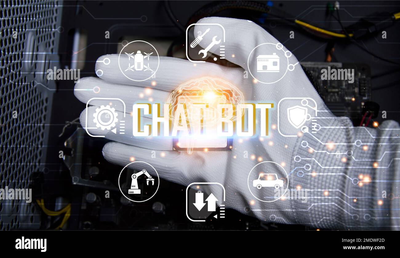 Conceptually, an AI chatbot or artificial intelligence that can naturally communicate through ...
