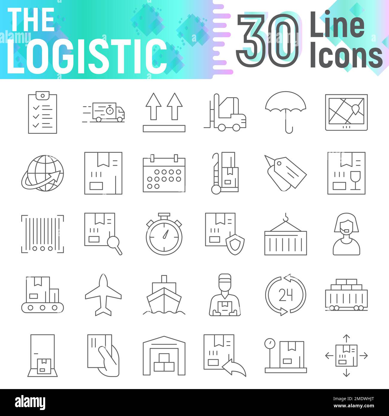 Logistic thin line icon set, delivery symbols collection, vector ...