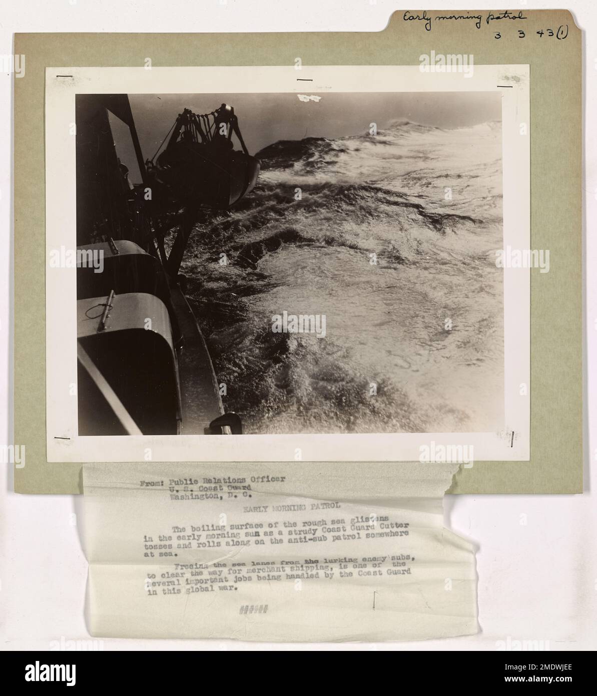 A Coast Guard cutter conducts an early morning anti-submarine patrol ...