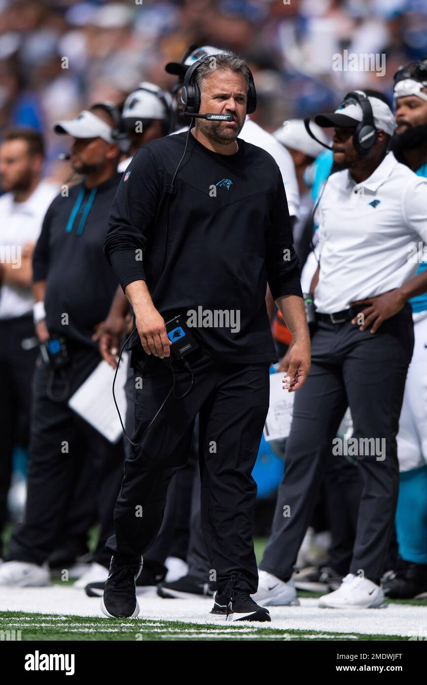 Carolina Panthers head coach Matt Rhule on the sidelines during an NFL ...