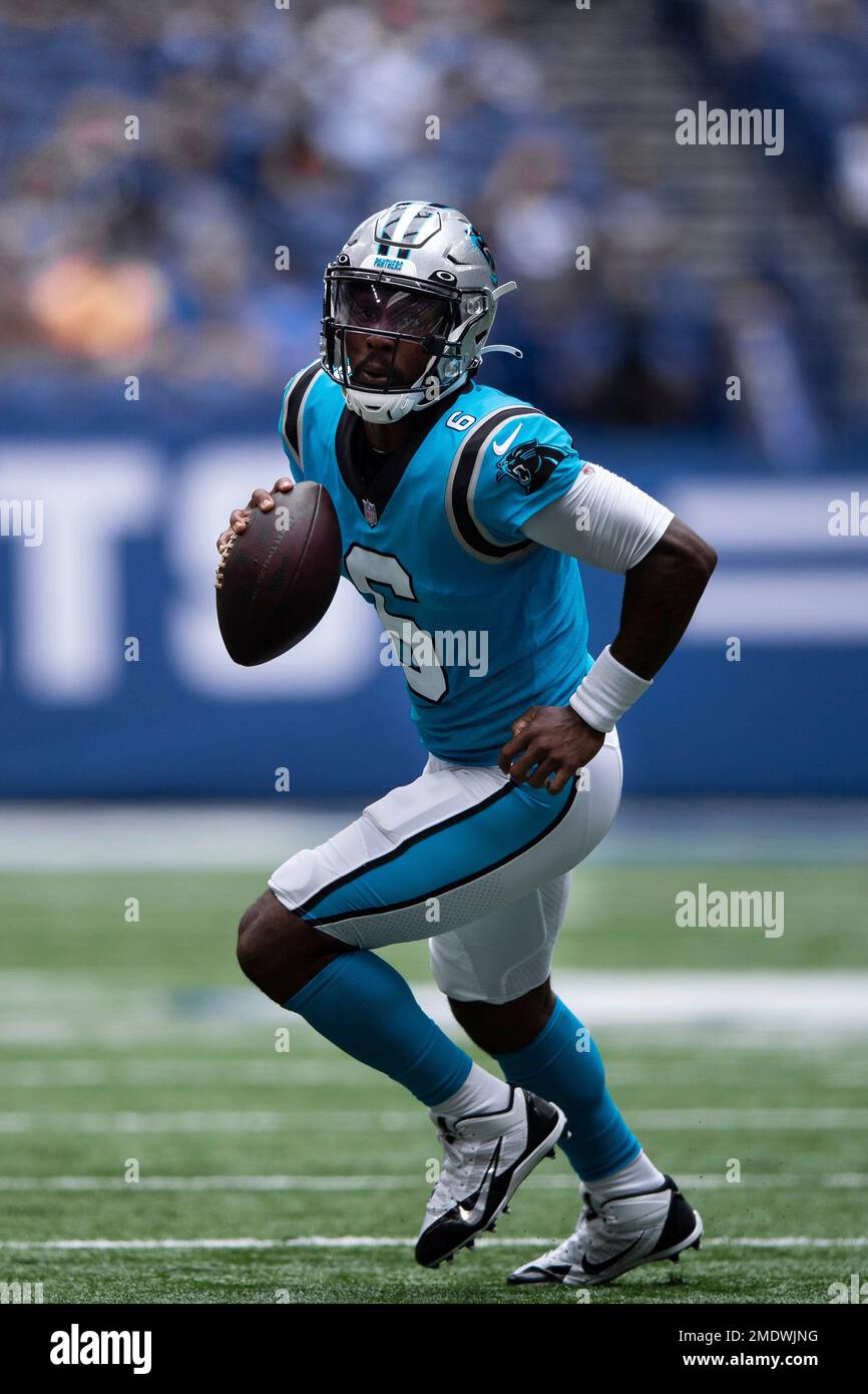 Carolina Panthers quarterback P.J. Walker (6) scrambles from the pocket ...