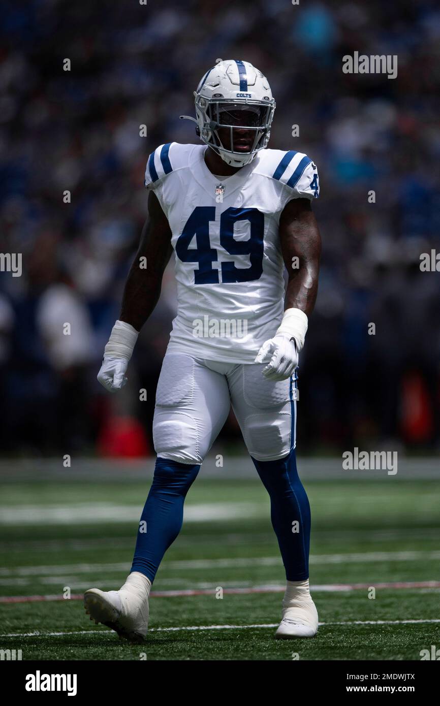 Indianapolis Colts linebacker Matthew Adams (49) lines up on defense ...