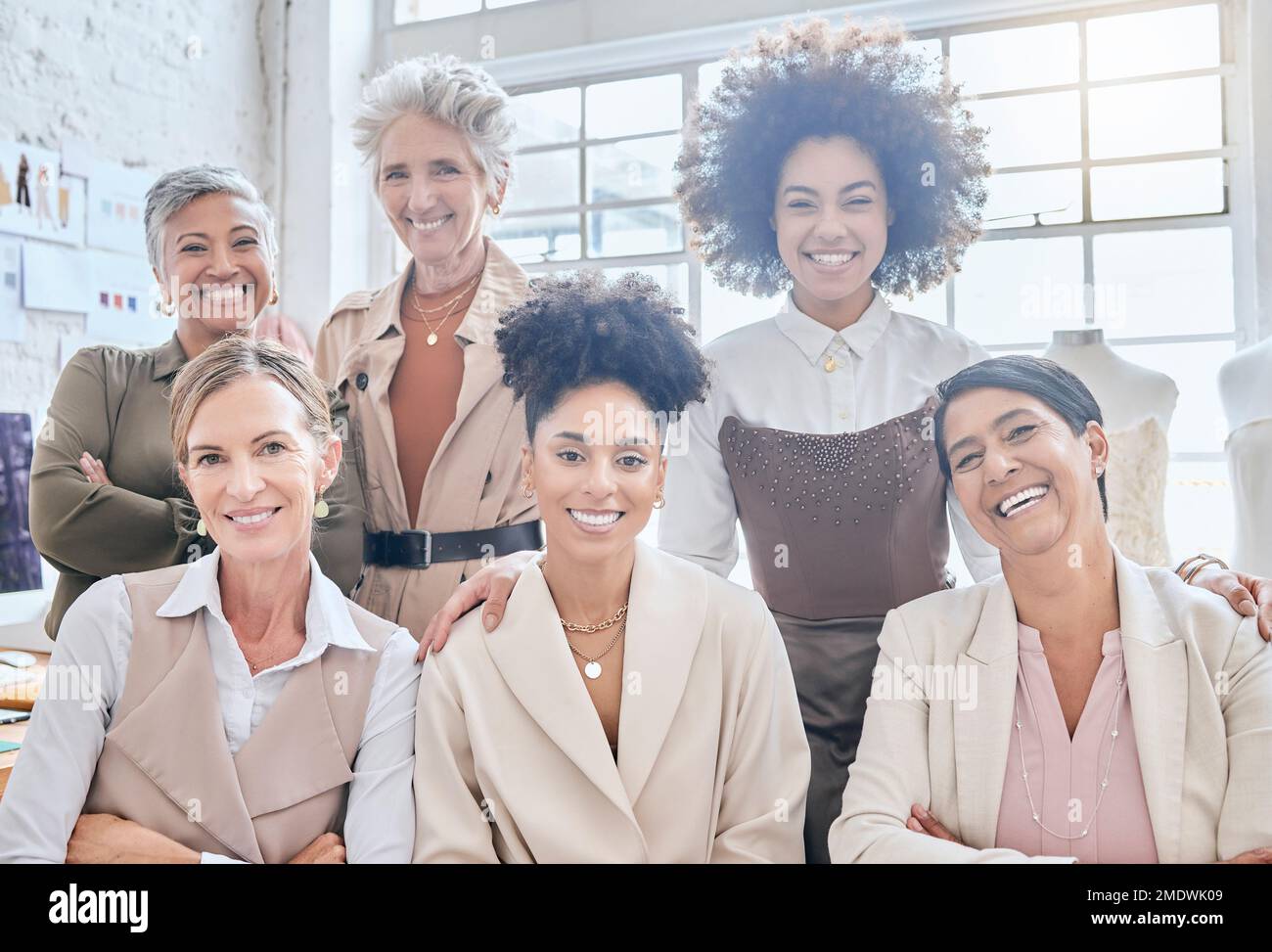 Women team, designer portrait and fashion meeting of a marketing group ...