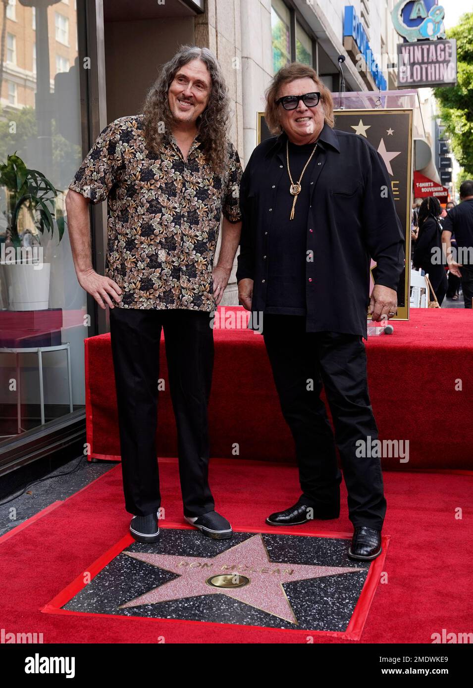 "American Pie" singer/songwriter Don McLean, right, poses alongside ...