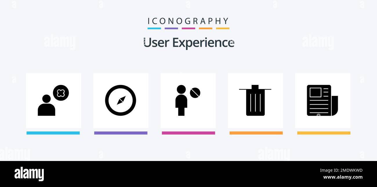 User Experience Glyph 5 Icon Pack Including delete . basket . navigation. profile. Creative ...