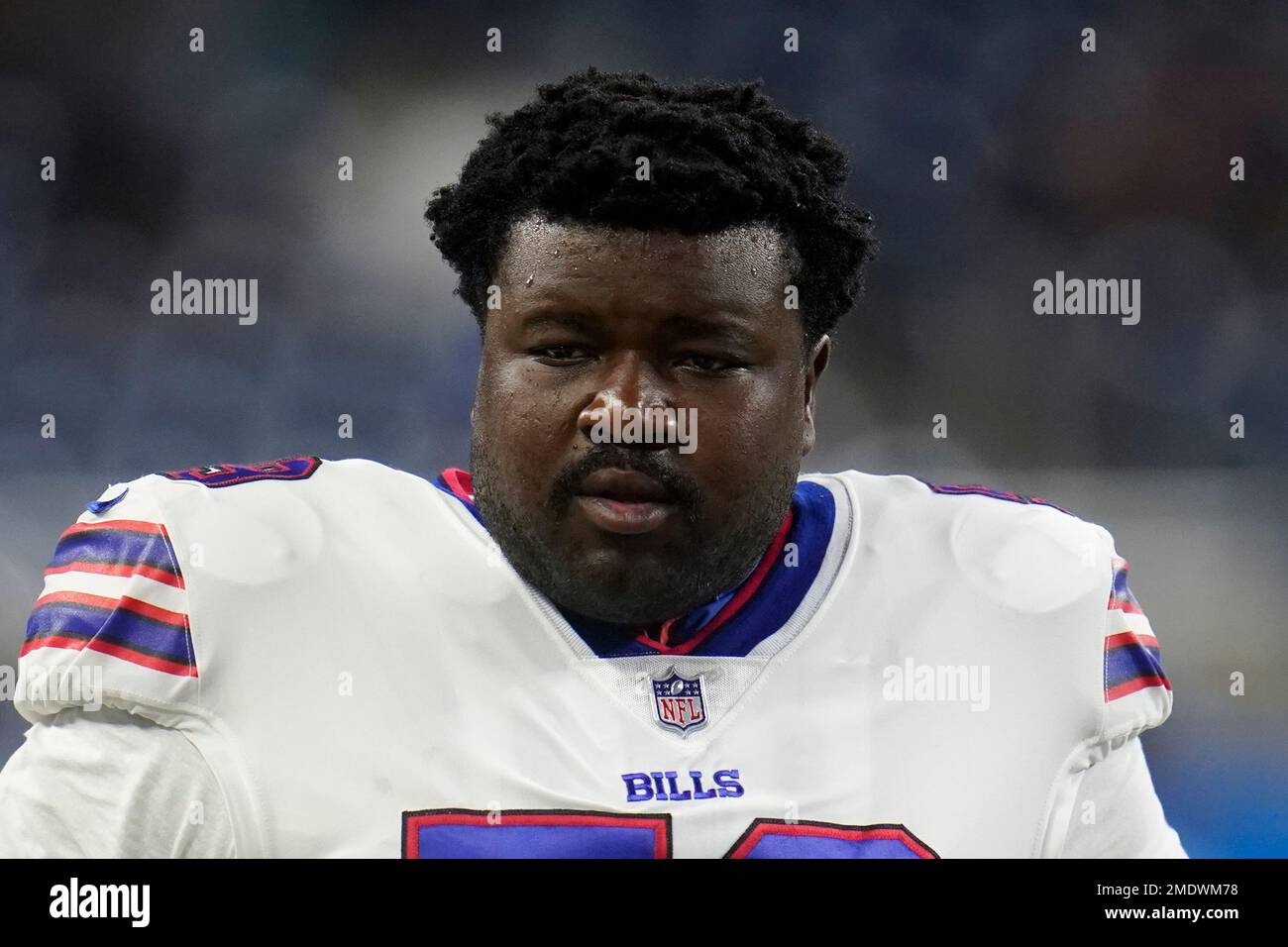 Buffalo Bills linebacker Andre Smith warms up before a preseason NFL ...