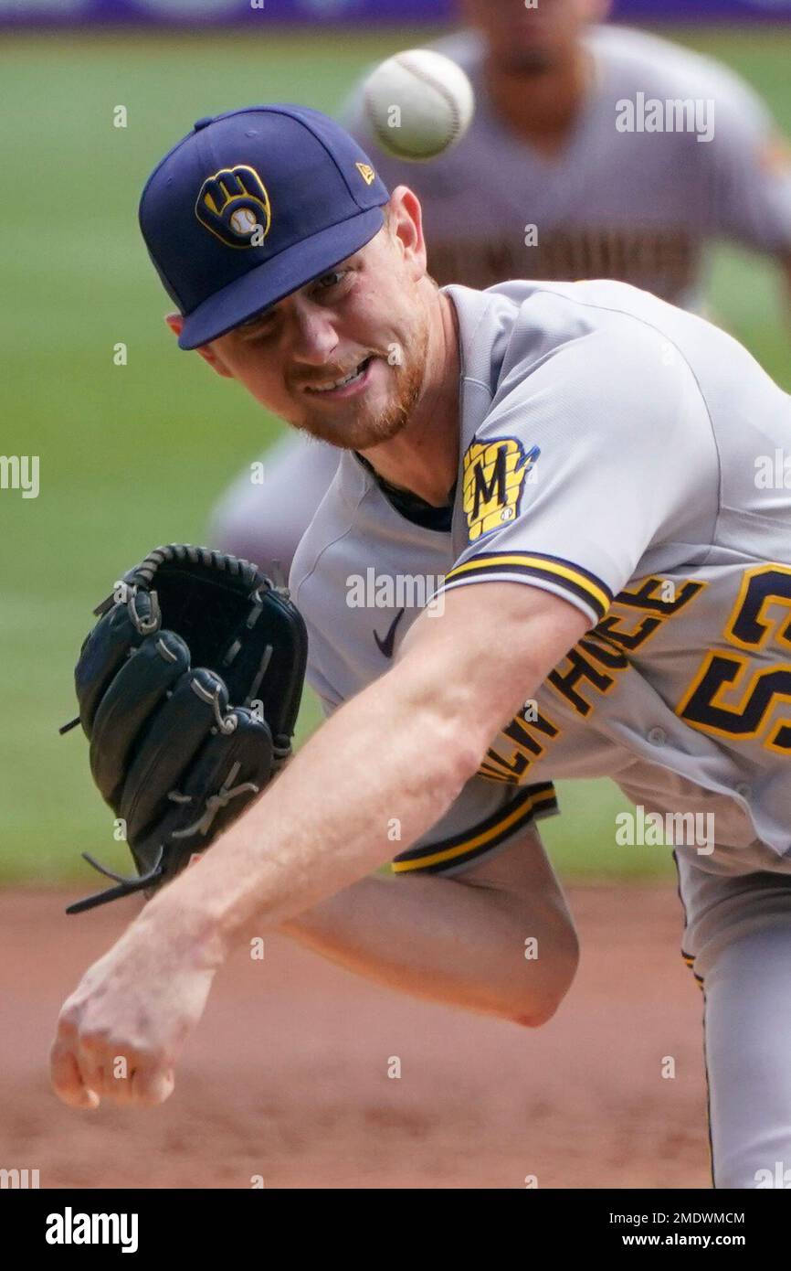 Milwaukee Brewers starter Eric Lauer pitches against the Pittsburgh ...