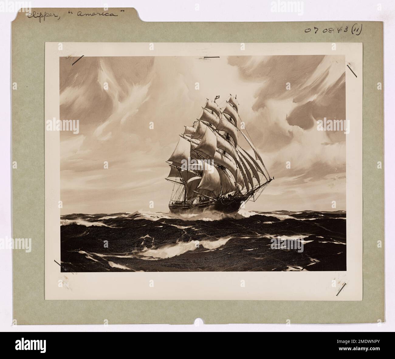 An oil painting by Hunter Wood depicting the Clipper America. The ...