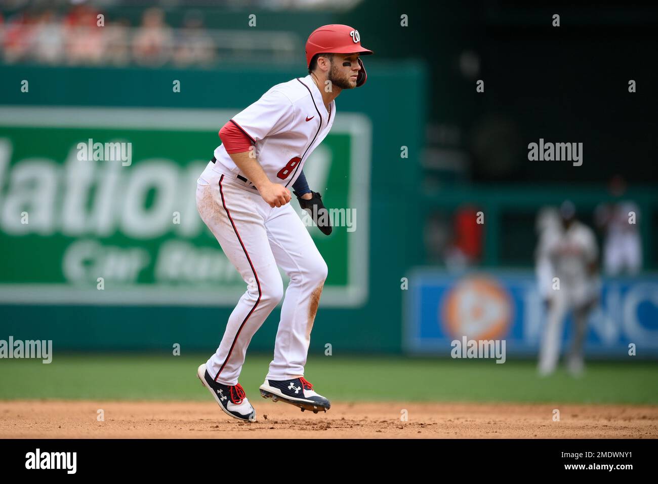 Washington Nationals' Carter Kieboom takes a lead during a baseball ...