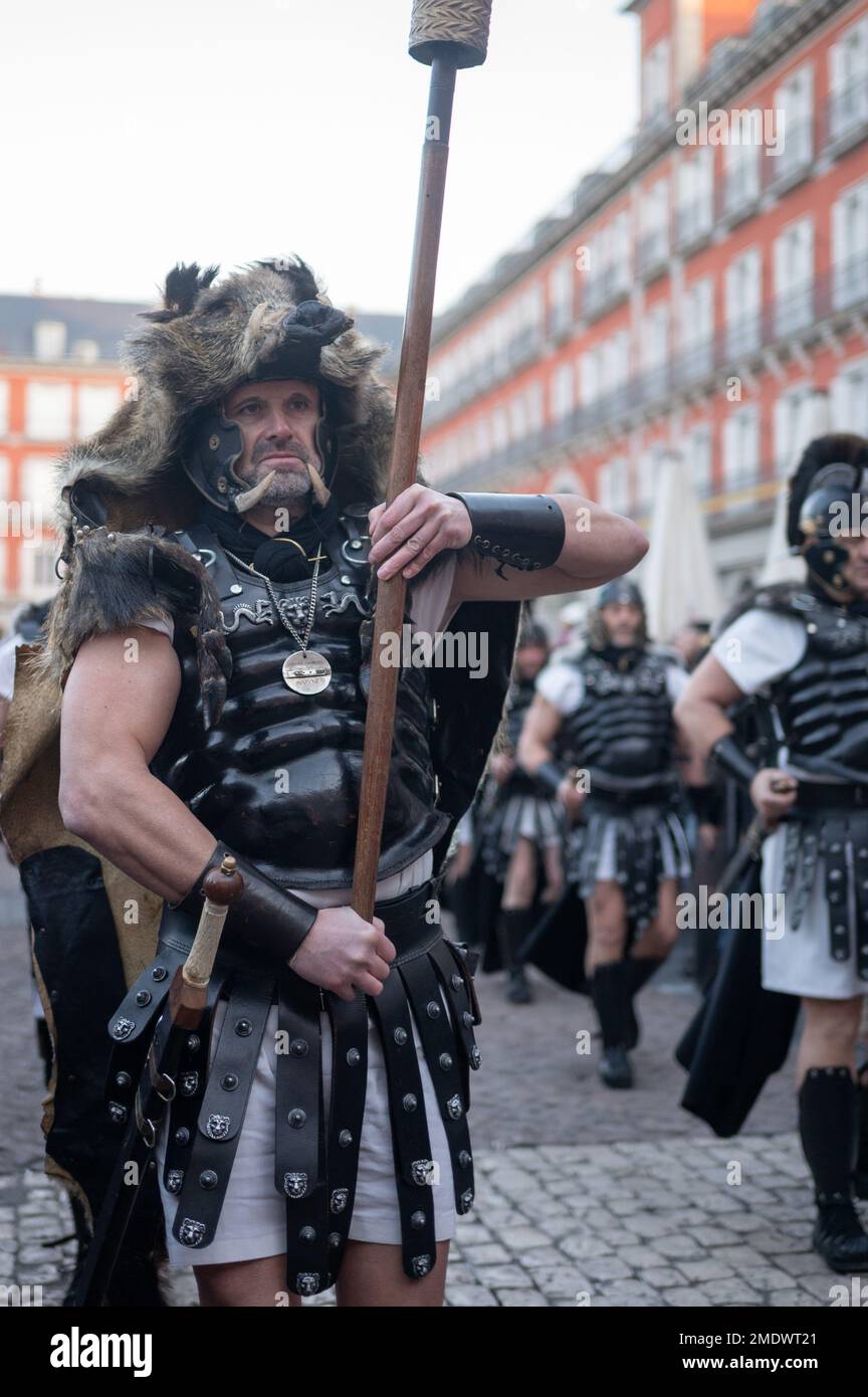 Madrid Spain. January 21, 2023. More than a hundred Roman legionnaires ...
