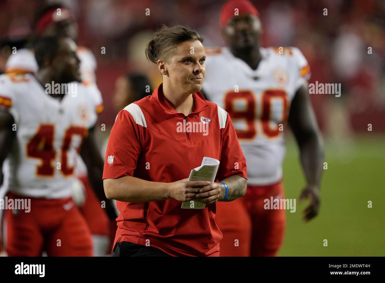 Katie Sowers after an NFL preseason football game between the San ...