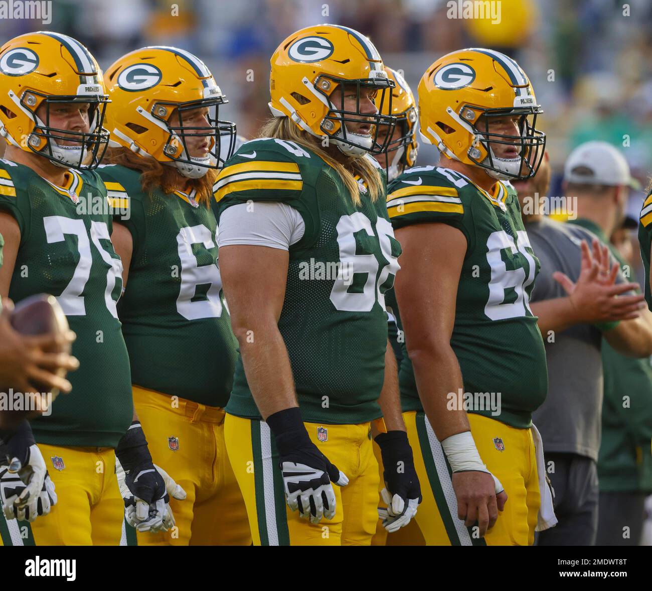 Green Bay Packer players before the Green Bay Packers' preseason NFL ...