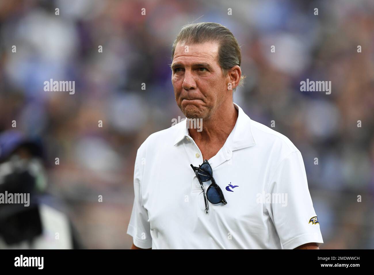 Baltimore Ravens owner Steve Bisciotti looks on during an NFL preseason ...