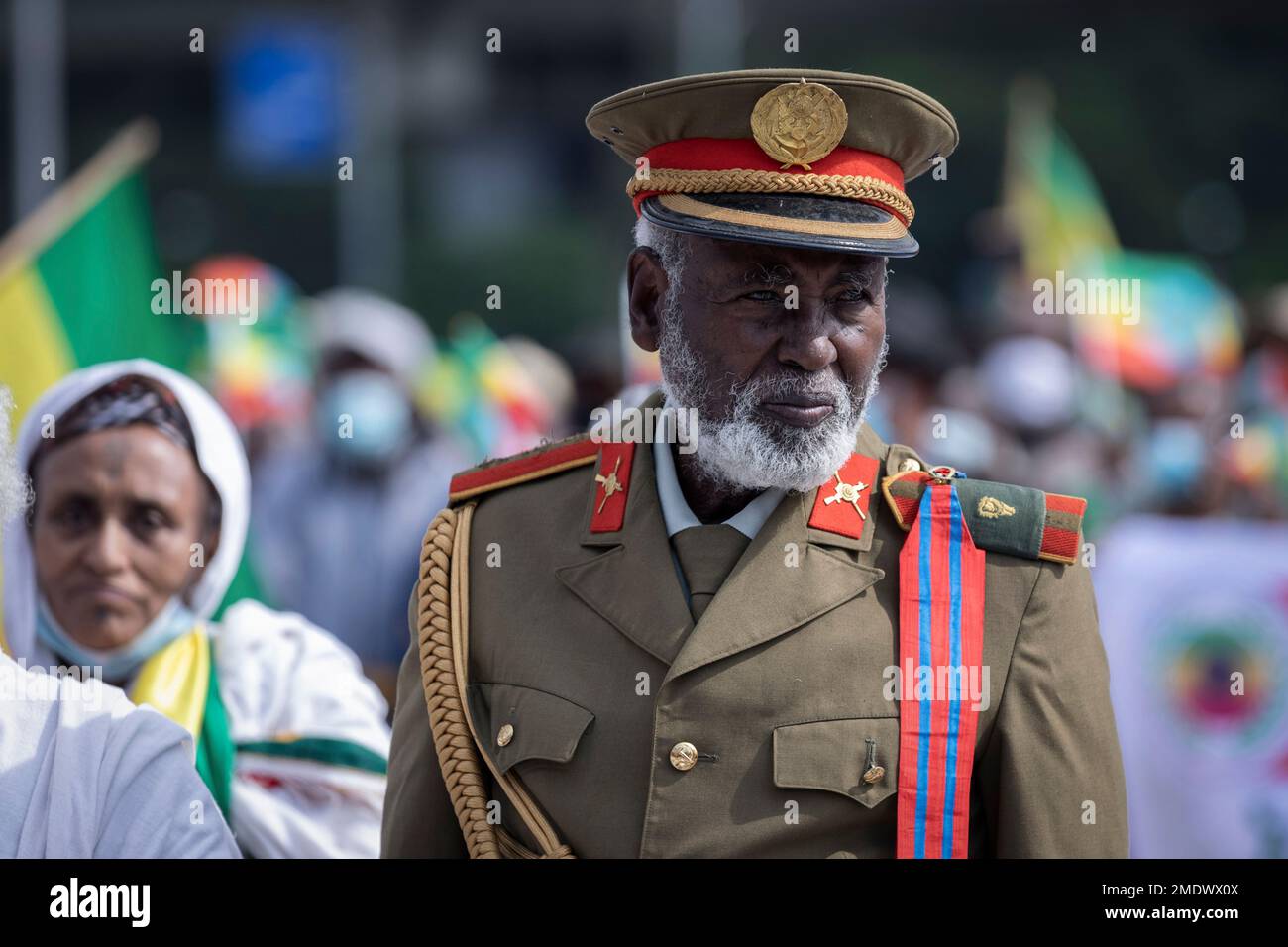 A former Ethiopian soldier attends an event to register to rejoin the ...