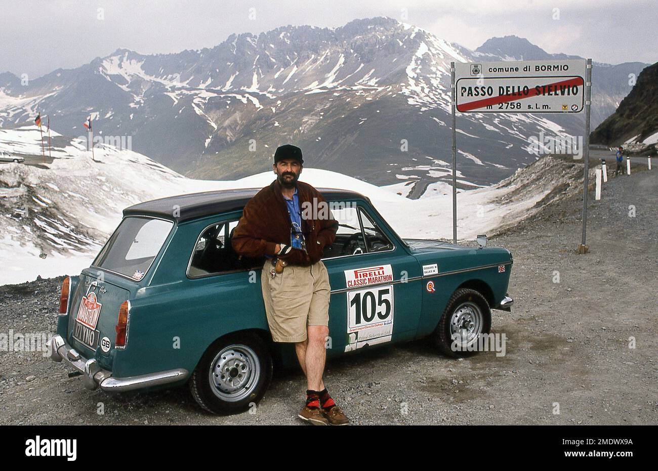 Cars at the top of the Stelvio Pass on the 1990 Pirelli Classic ...
