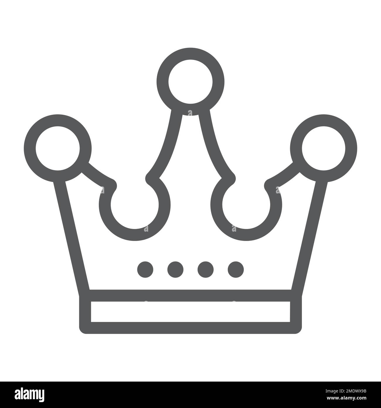 Crown line icon, jewellery and accessory, corona sign, vector graphics ...