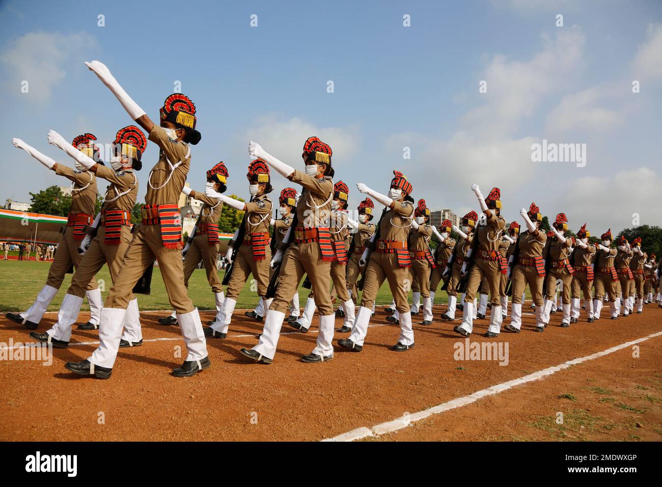 Indian policewomen march during Independence Day celebrations in ...