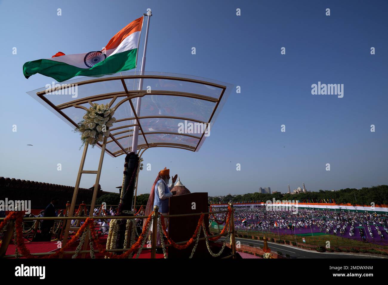 Indian Prime Minister Narendra Modi addresses the gathering during ...