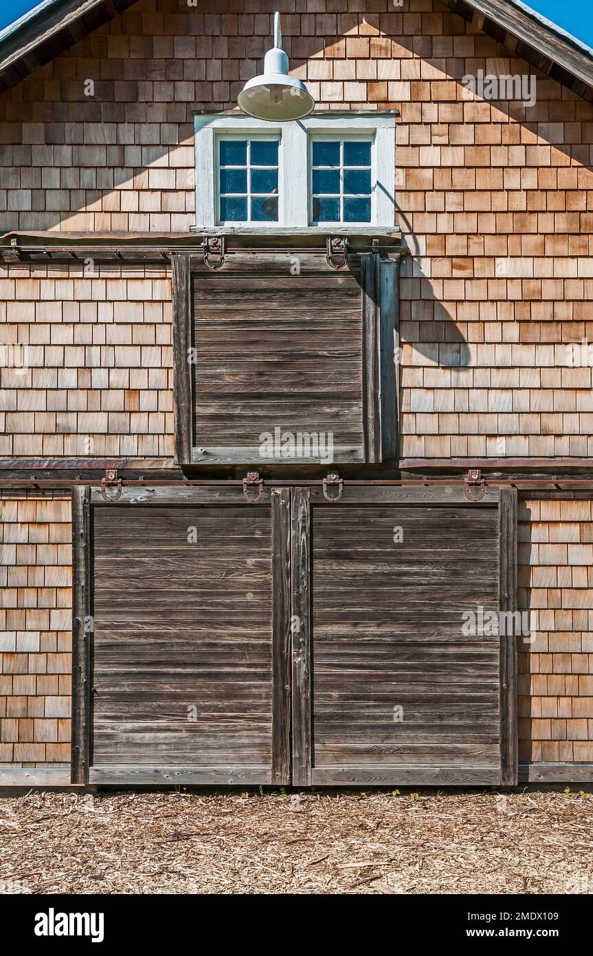 Sliding doors on the barn at the Dorris Ranch Park near Springfield ...