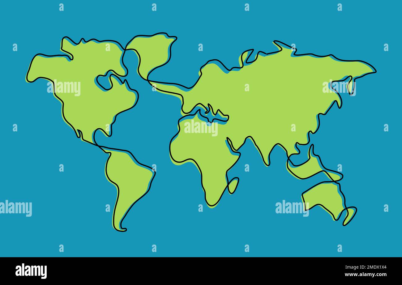 Hand drawn scribble line art world map isolated on whitebackground ...