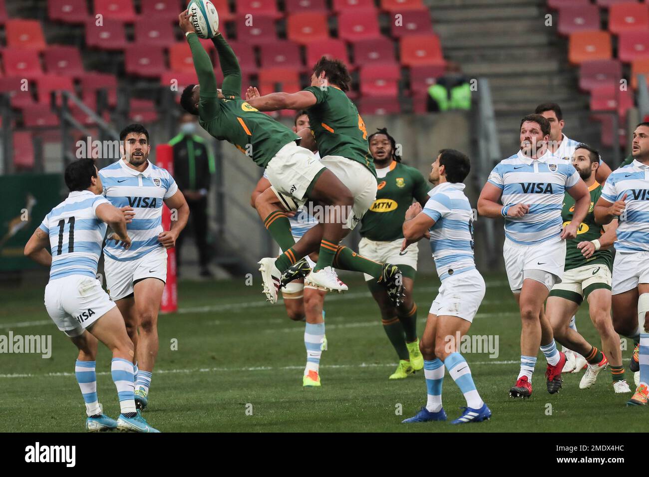 Aphelele Fassi of South Africa and Eben Etzebeth of South Africa during ...