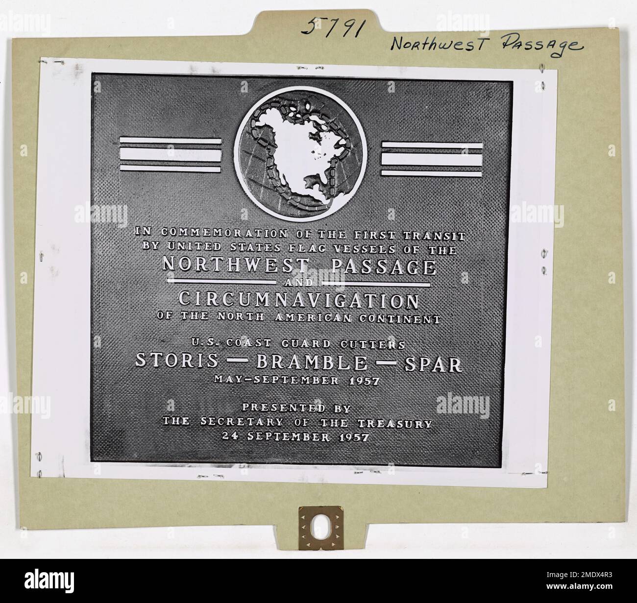 Northwest Passage. A plaque like the one shown here was presented to ...