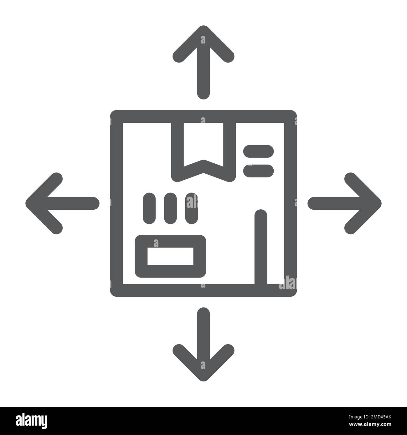 Distribution line icon, logistics and package, box with arrows sign ...