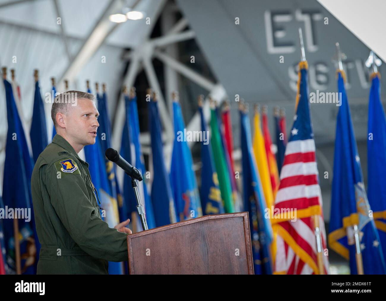 Col. Tucker Hamilton speaks to the crowd at the 96th Operations Group ...