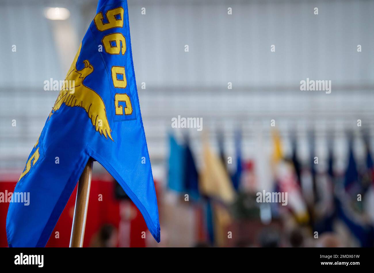 One of the 96th Operations Group’s squadron guidon stands ready during ...