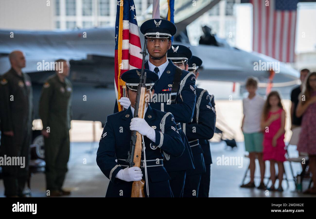 Eglin Honor Guard Airmen bring in the colors during the 96th Operations ...